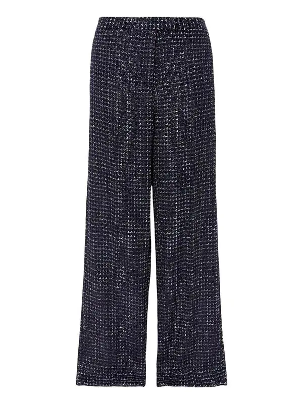 Alessandra Rich Sequin-embellished Metallic Tweed Straight-leg Pants - Midnight Blue