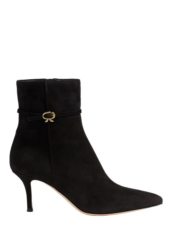 GIANVITO ROSSI Ribbon Ville 70 Suede Ankle Boots - Black