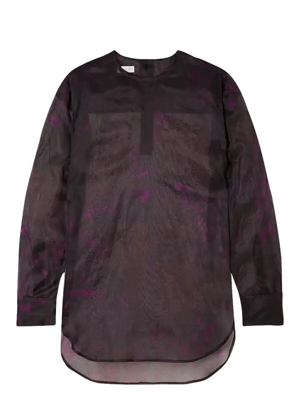 Dries Van Noten Floral-print Silk-chiffon Top - Charcoal