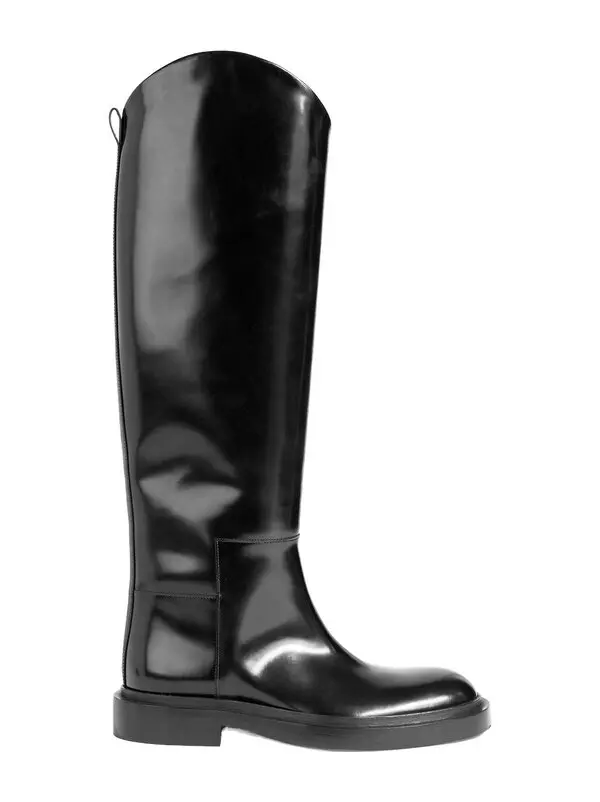 JIL SANDER Glossed-leather Knee High Boots - Black