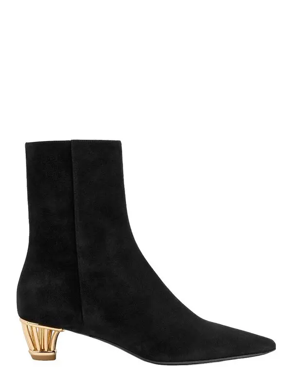 FERRAGAMO Mirta 40 Suede Ankle Boots - Black