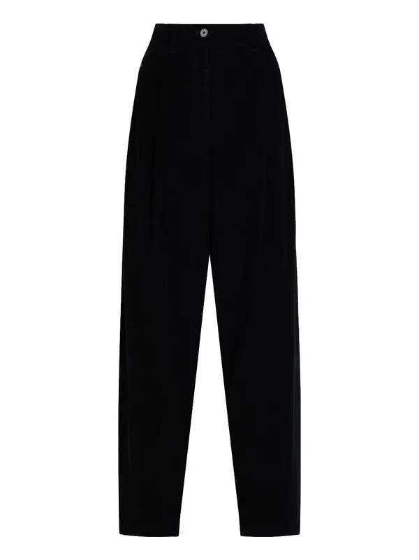Brunello Cucinelli Cotton-blend Corduroy Tapered Trousers - Black