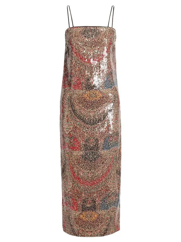 Veronica Beard Leda Sequined Paisley-print Maxi Dress - Red