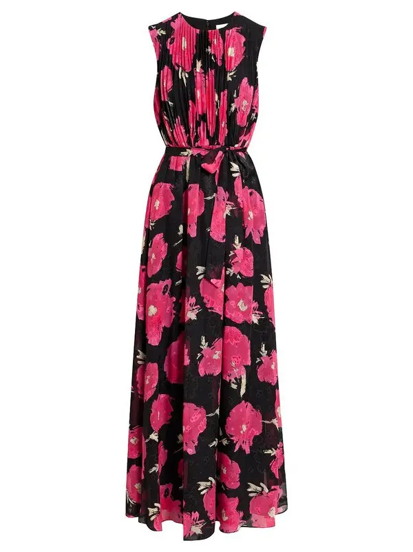 MIKAEL AGHAL Floral-print Fil Coupé Chiffon Maxi Dress - Fuchsia