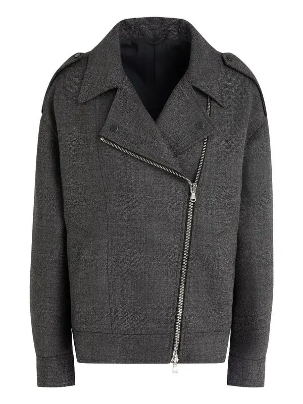 Brunello Cucinelli Bead-embellished Wool Biker Jacket - Dark Gray