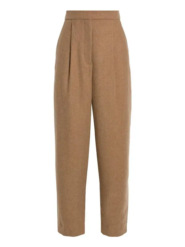 Veronica Beard Netta Flannel Tapered Pants - Camel