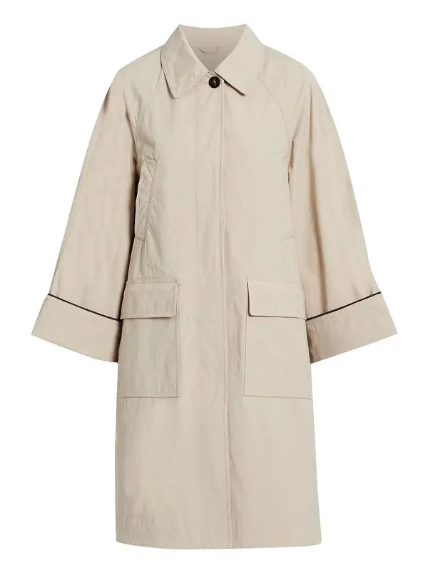 Brunello Cucinelli Canvas Coat With Bead Embellishment - Beige