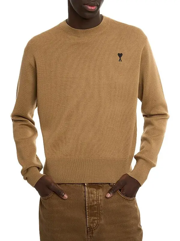 Ami Wool Logo Crewneck Sweater - Camel