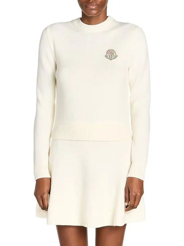Moncler Crewneck Wool Sweatshirt - Natural