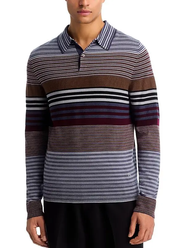 Paul Smith Wool Striped Polo Sweater - Dark Violet