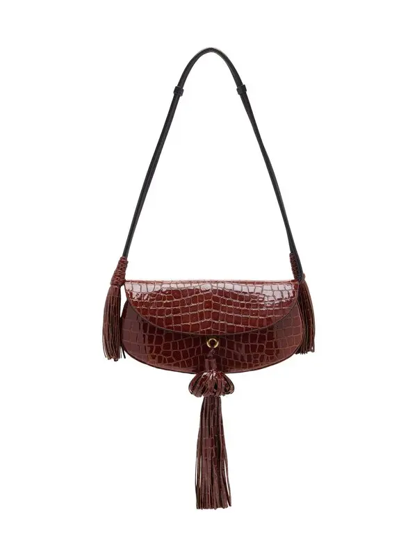 Ulla Johnson Paloma Tassel Flap Bag - Embossed Chestnut