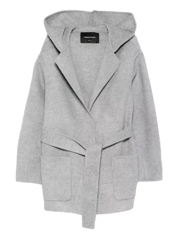 Fabiana Filippi Hooded Belted Jacket - Grey