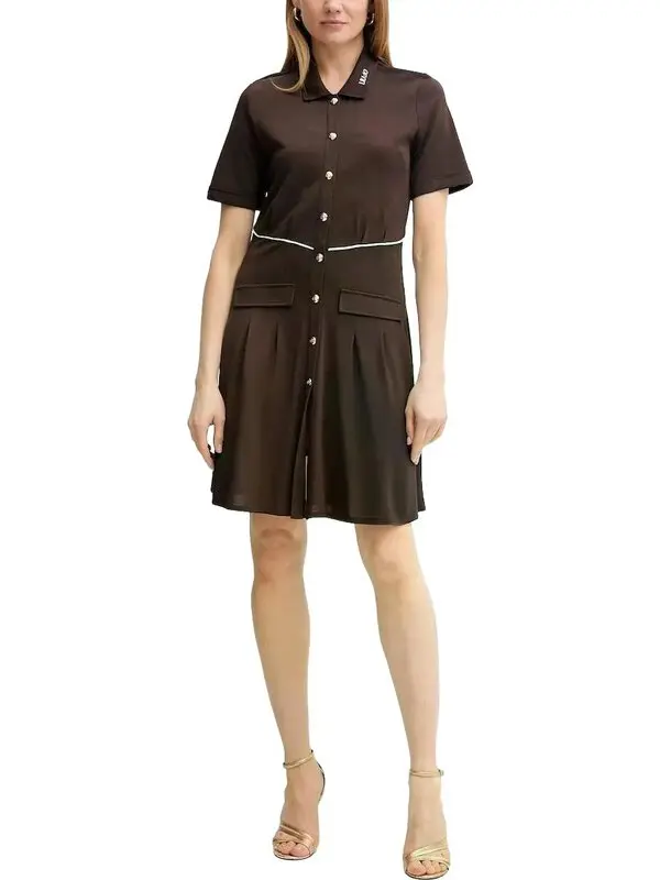 Liu Jo Button-down Pleated Mini Dress - Brown