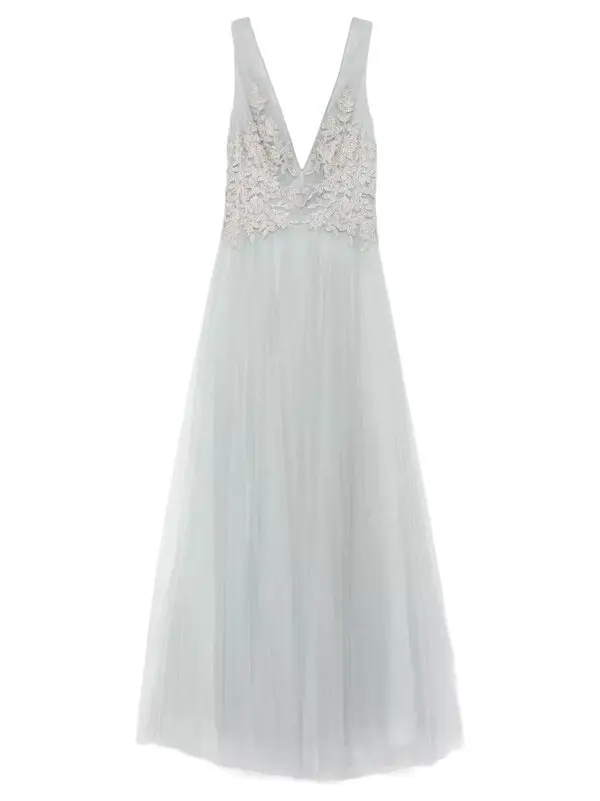 Costarellos Embellished Tulle Maxi Dress - Blue