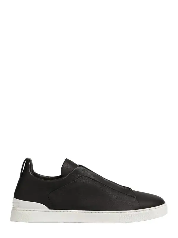 Zegna Triple Stitch™ Leather Sneakers - Black