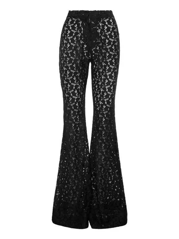 ANA RADU Lace Flared Trousers - Black