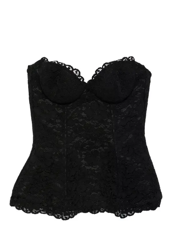 Costarellos Lace-trimmed Bustier Top - Black