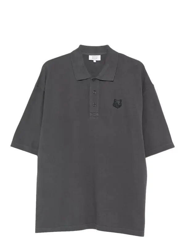 Maison Kitsuné Fox-head Embroidered Polo Shirt - Grey