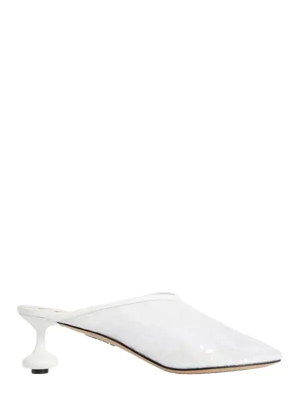 Loewe 450mm Sequin-embellished Sculpted-heel Mules - White