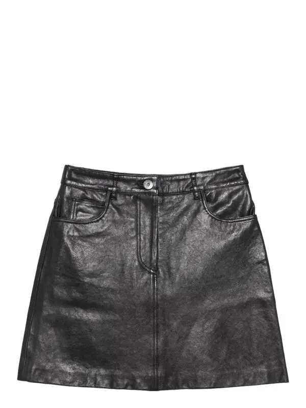Max Mara Leather A-line Mini Skirt - Black
