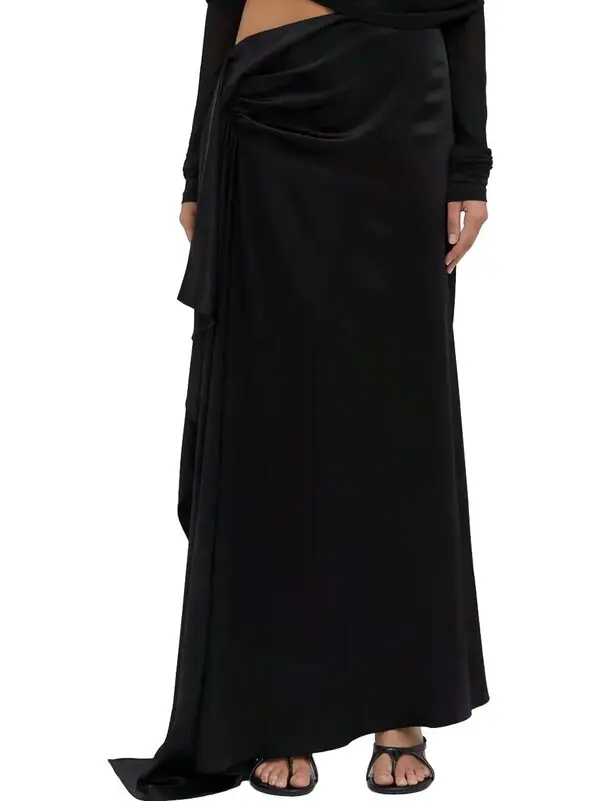 Christopher Esber Draped Ruffle Long Skirt - Black