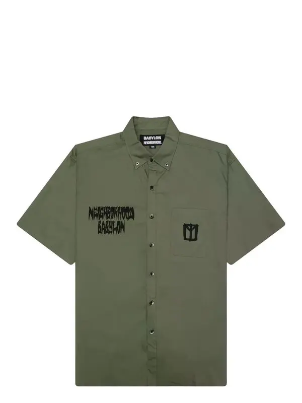 NEIGHBORHOOD X Babylon Bd Graphic-print Chest-pocket Shirt - Green