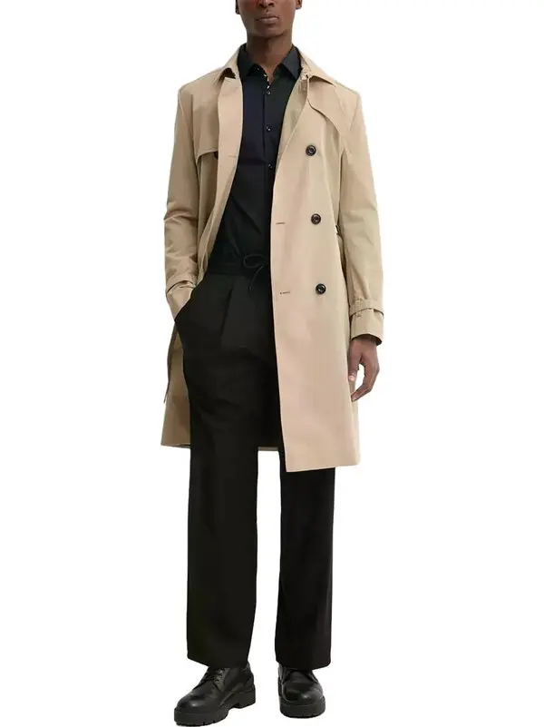 Hugo Boss Double-breasted Belted Trench Coat - Neutrals