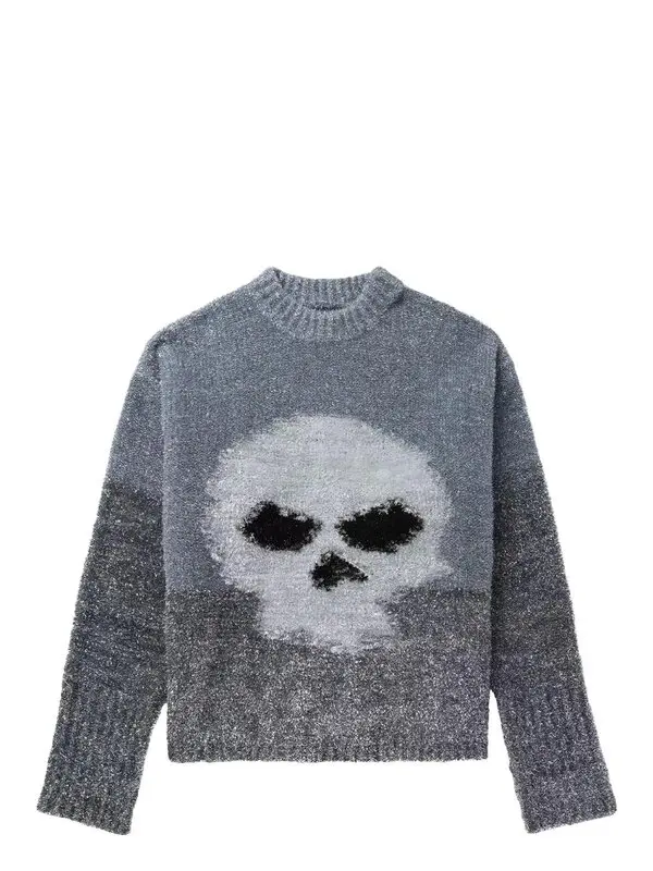 ERL Skull-embellished Crew-neck Sweater - Grey