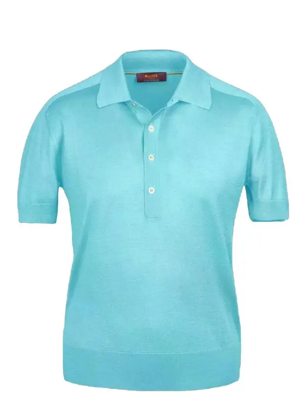 MOORER Short-sleeve Polo Shirt - Blue