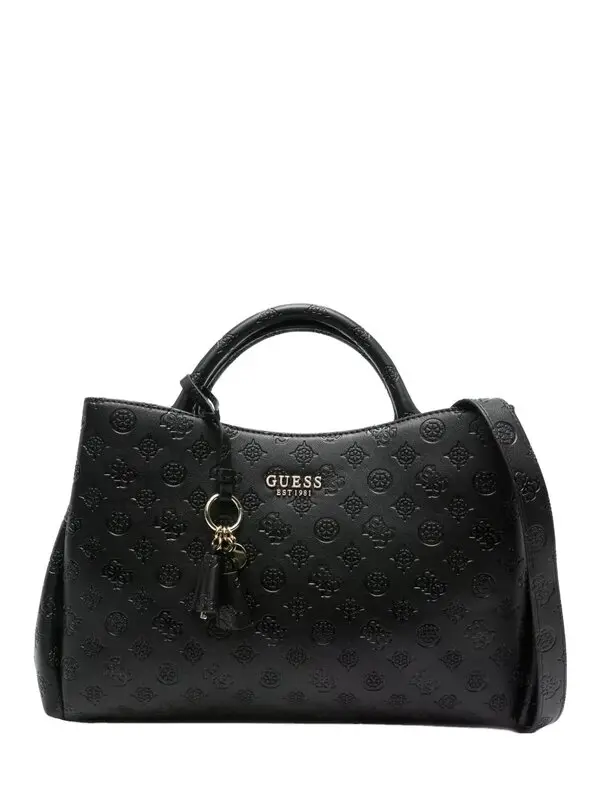 Guess Phoebe 4g Peony Logo-plaque Tote - Black