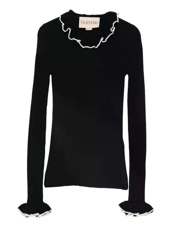 Valentino Garavani Virgin Wool Knitted Top - Black