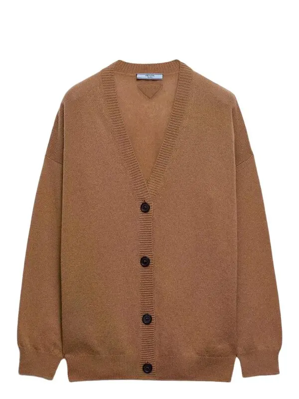 Prada Ribbed Cashmere Cardigan - Brown