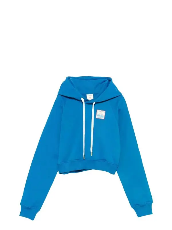 Casablanca Cropped Cotton Hoodie - Blue