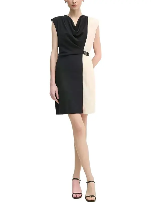 Dkny Cowl-neck Buckled Dress - Black