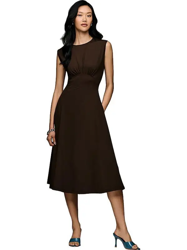 Maeve The Sabe Ruched Midi Dress - Java