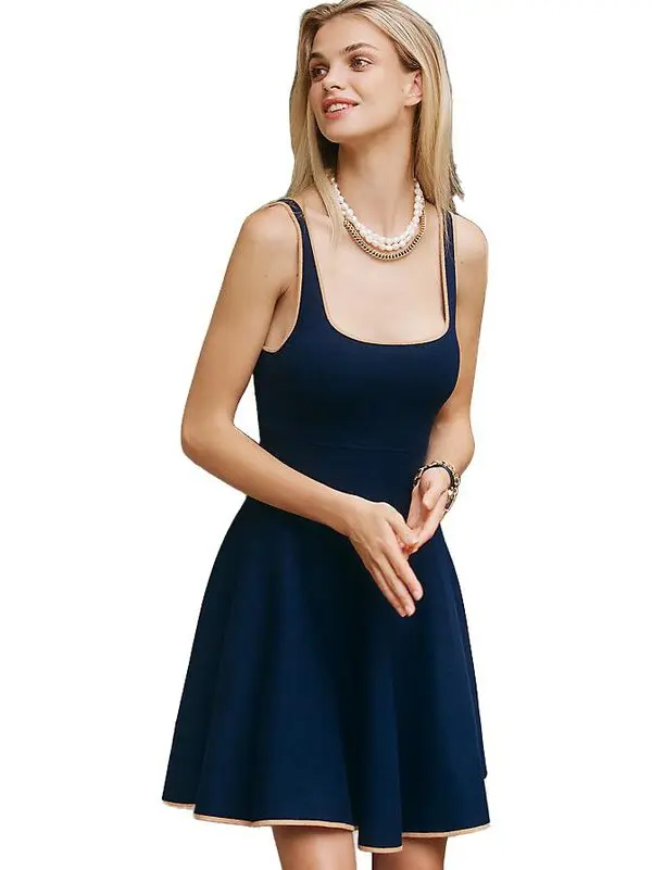 Anthropologie Square-neck Babydoll Dress - Navy
