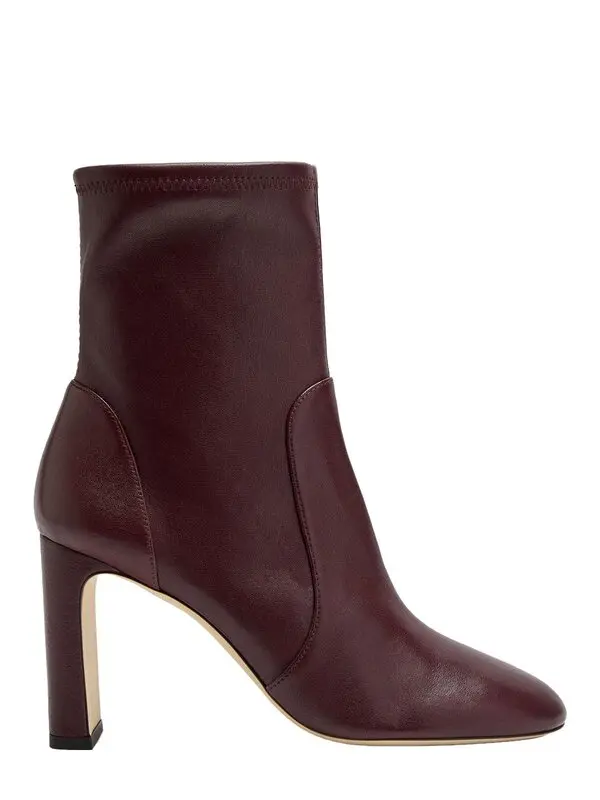 STUART WEITZMAN Babette 85 Leather Ankle Boots - Burgundy