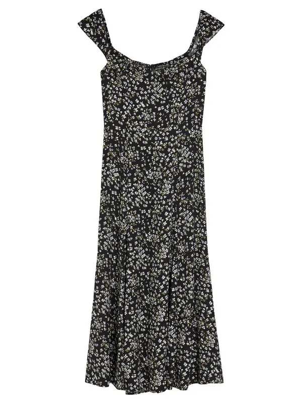 REFORMATION Floral-print Crepe Midi Dress - Black