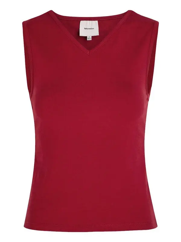 REFORMATION Wren Stretch-cotton Top - Red