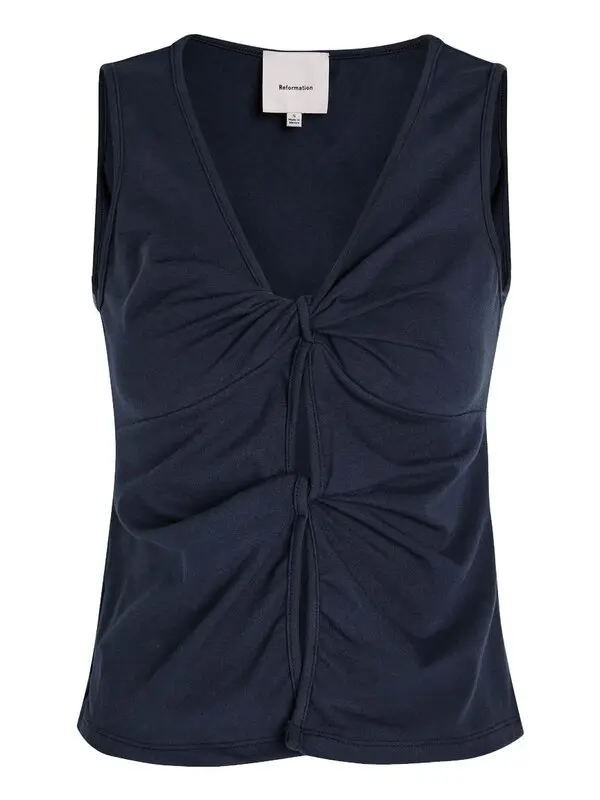 REFORMATION Tefi Knotted Top - Navy