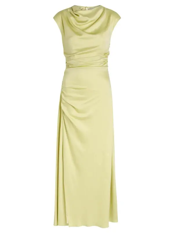 Simkhai Draped Satin Midi Dress - Yellow