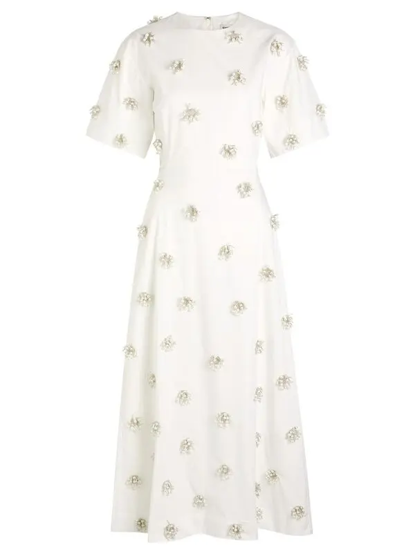 Simkhai Starla Embellished Cotton-blend Poplin Midi Dress - White