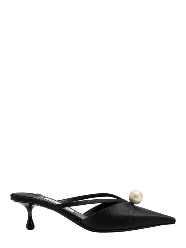 JIMMY CHOO Sana 50 Faux Pearl-embellished Mules - Black And White