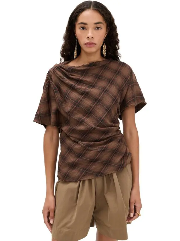 Isabel Marant Neyela Off-shoulder Top - Dark Bronze