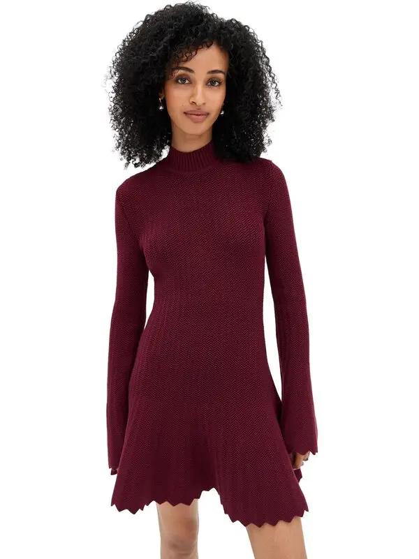 AKNVAS Maja Cotton Knit Mini Dress - Bordeaux