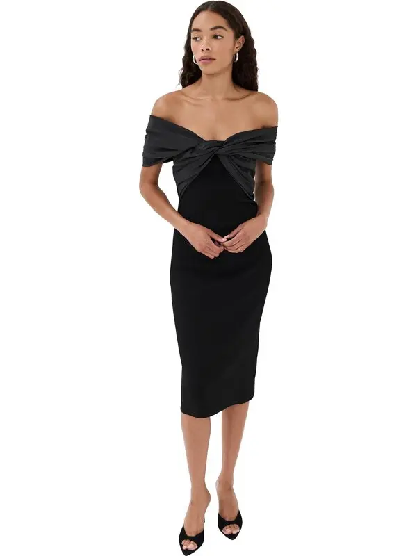 Simkhai Mia Off-shoulder Midi Dress - Black