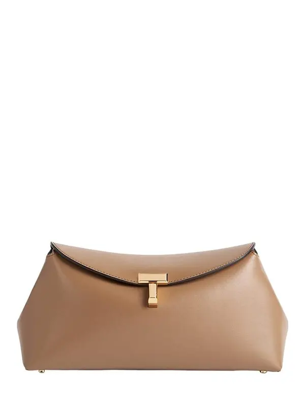 TOTÊME T-lock Leather Clutch - Camel