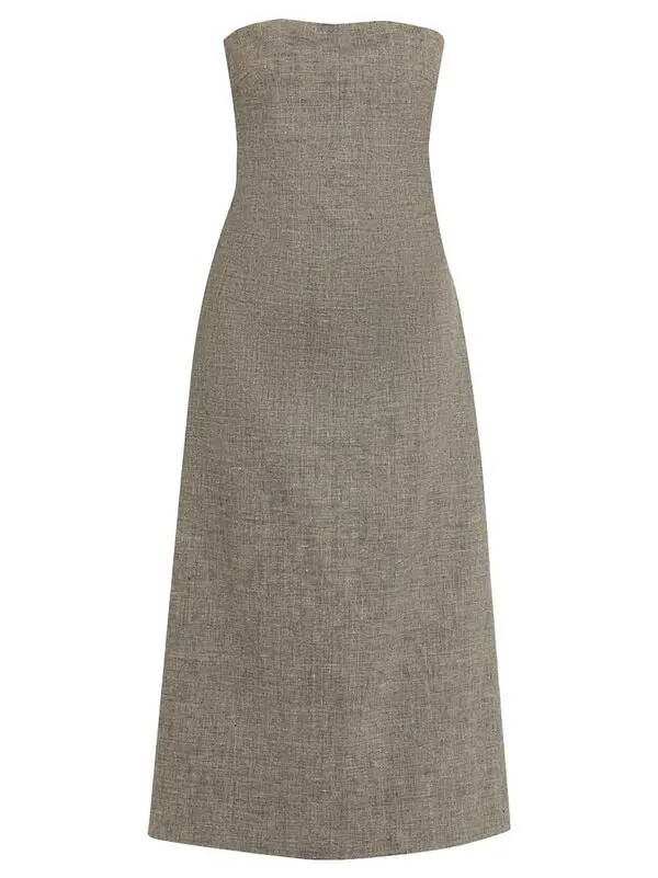 THE ROW Dolcira Strapless Linen-blend Dress - Blackwhite
