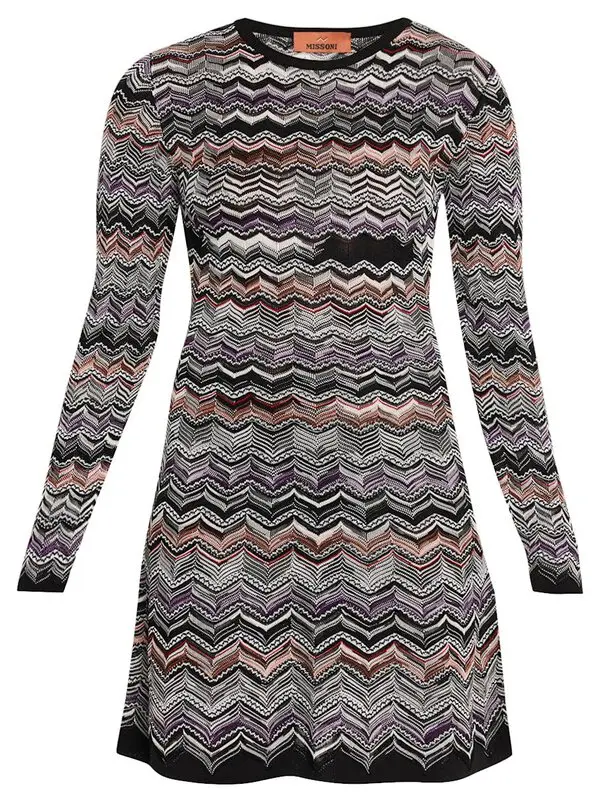 Missoni Zigzag Long-sleeve Mini Dress - Sm9sp-dark Tones