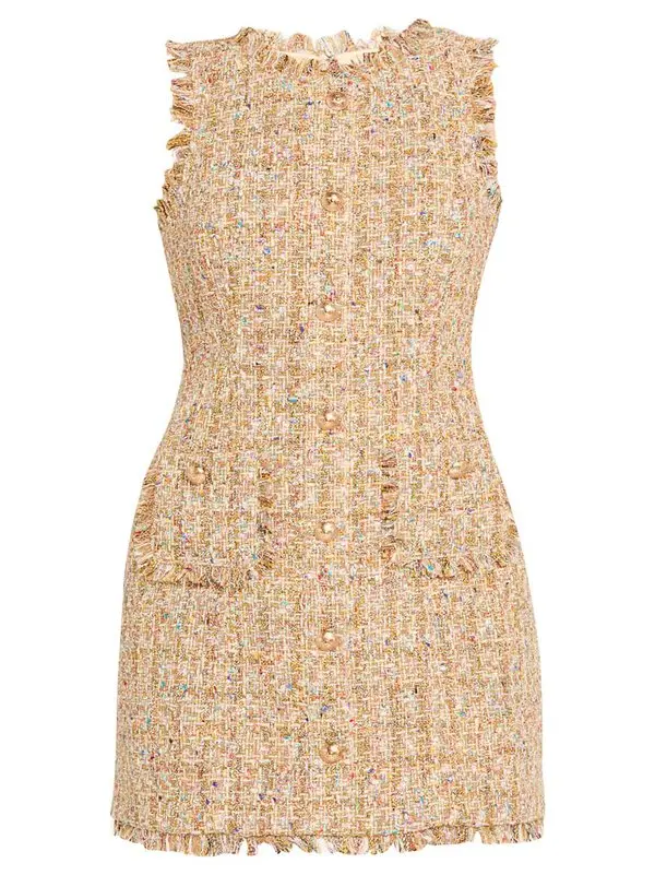 Cinq À Sept Randi Sleeveless Bouclé Mini Dress - Ochre Multi